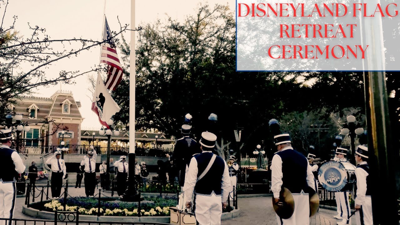 [4K UHD] POV Main Street U.S.A. Disneyland Flag Retreat Ceremony - YouTube