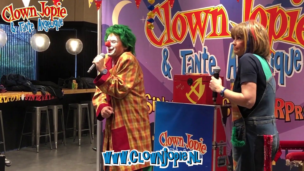 Clown Jopie & Tante Angelique op Sinterklaasfeest Huntsman - YouTube