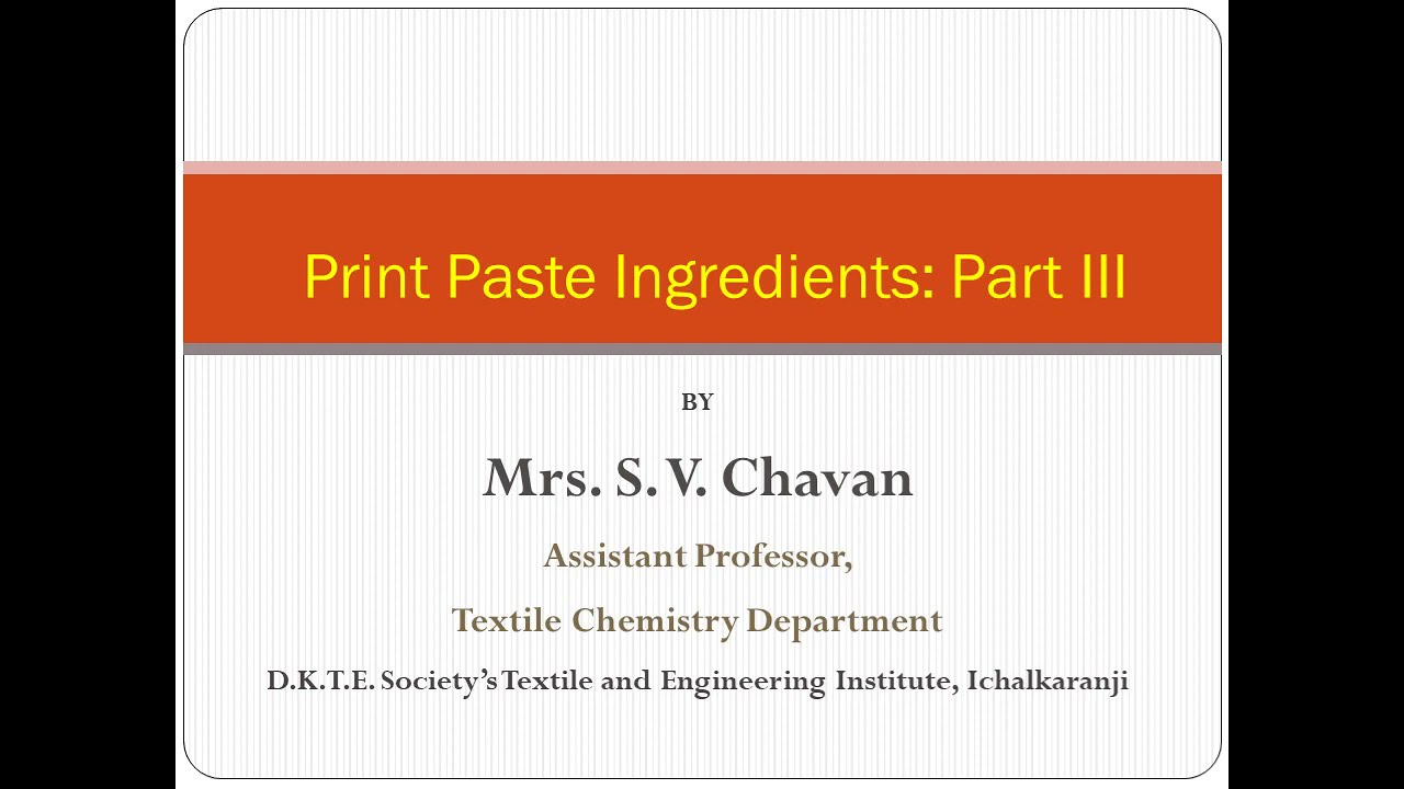 Printing Paste Ingredients Part 3 - YouTube