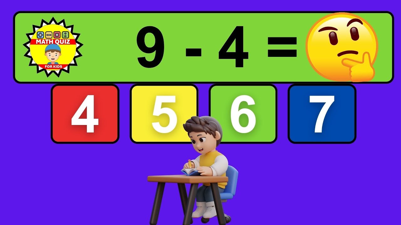 20 One Digit Subtraction Quiz | Math Quiz for Kids - YouTube