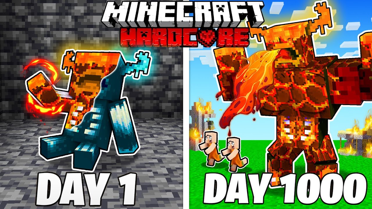 I Survived 1000 Days As A LAVA WARDEN In Hardcore Minecraft: *Full ...