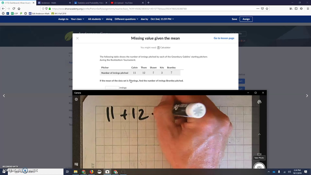 Missing Value Given The Mean YouTube Missing Value Given The Mean YouTube