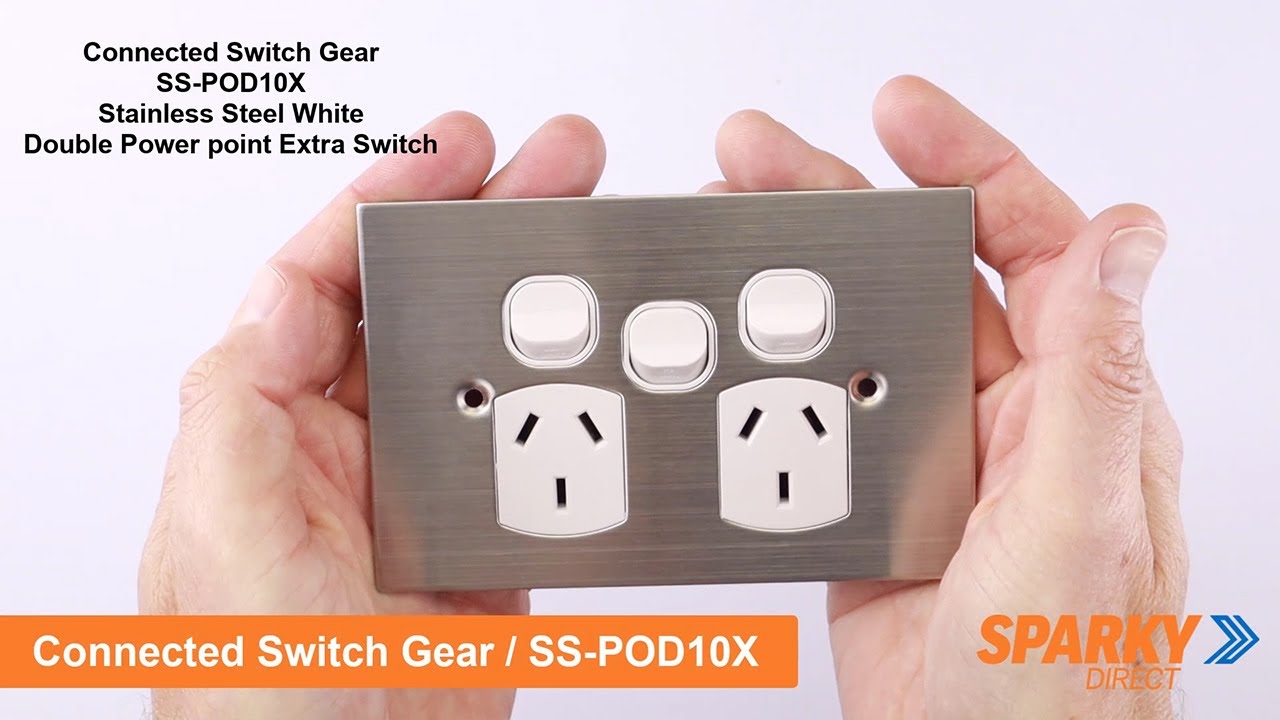 Connected Switch Gear SS-POD10X | Stainless Steel / White Double Power ...