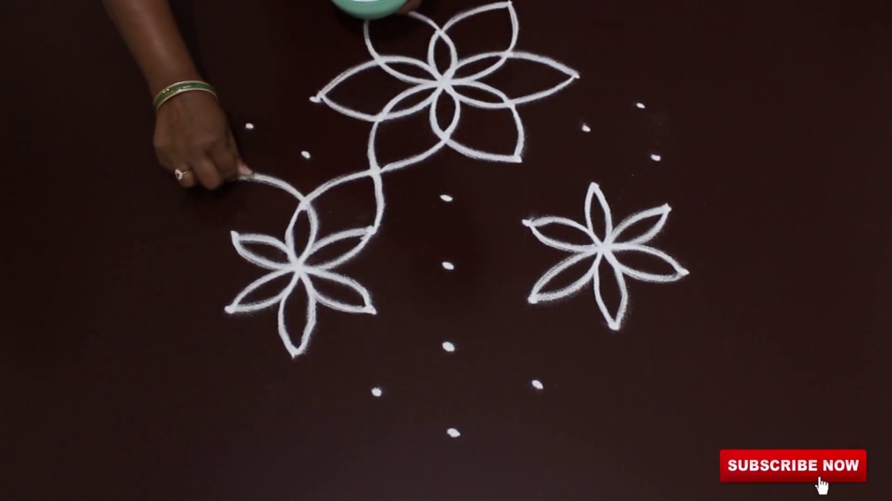 simple daily rangoli design | peacockkolam by sunitha - YouTube