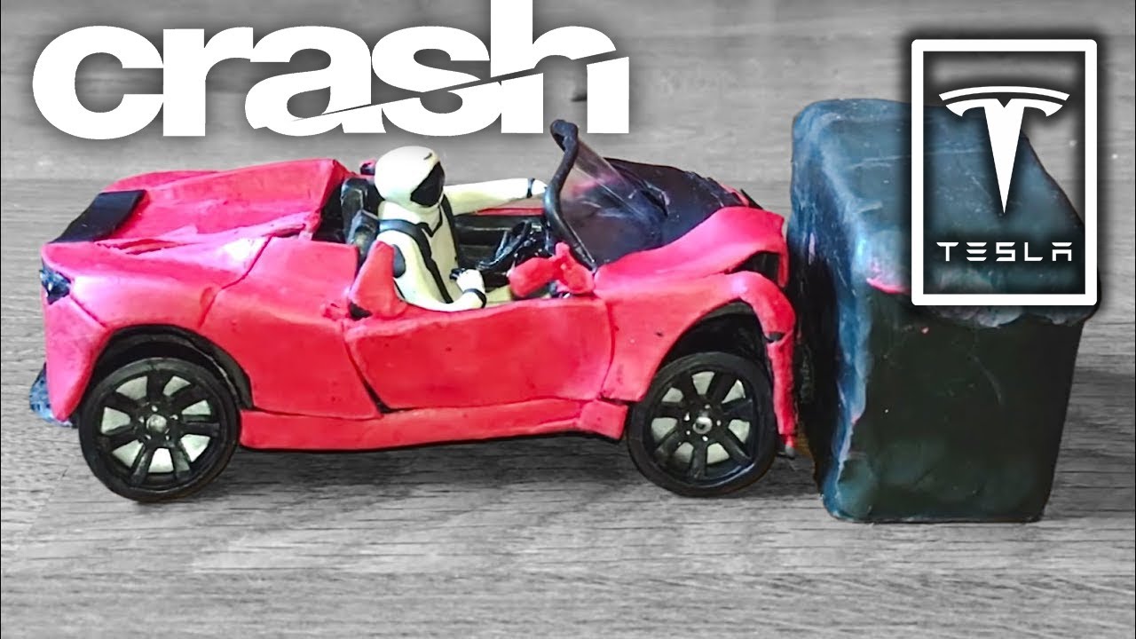 Crash Test Tesla Roadster of Elon Musk’s made from plasticine clay ...