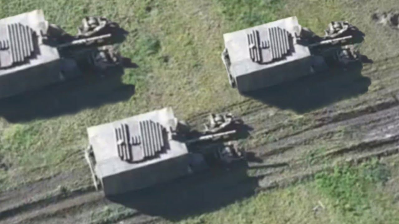 Russian Armored Behemoths attack the army of drone - YouTube