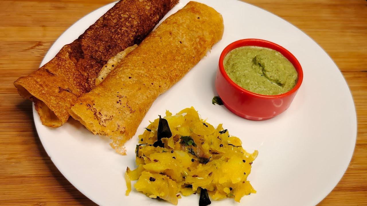 कुरकुरीत गव्हाचे पिठाचा डोसा, डोसा भाजी चटणी /gahu aata dosa bhaji ...