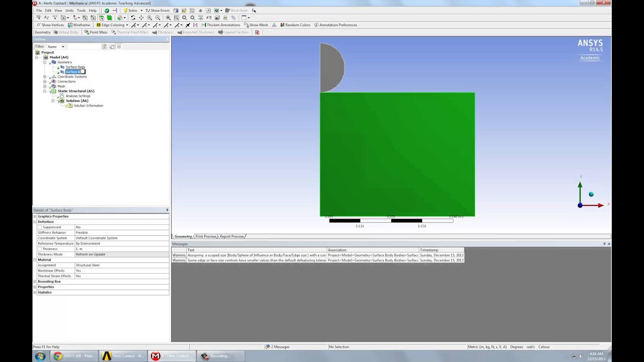 Hertz Contact Mechanics Using Ansys Workbench — Physics Setup, Part 1 ...