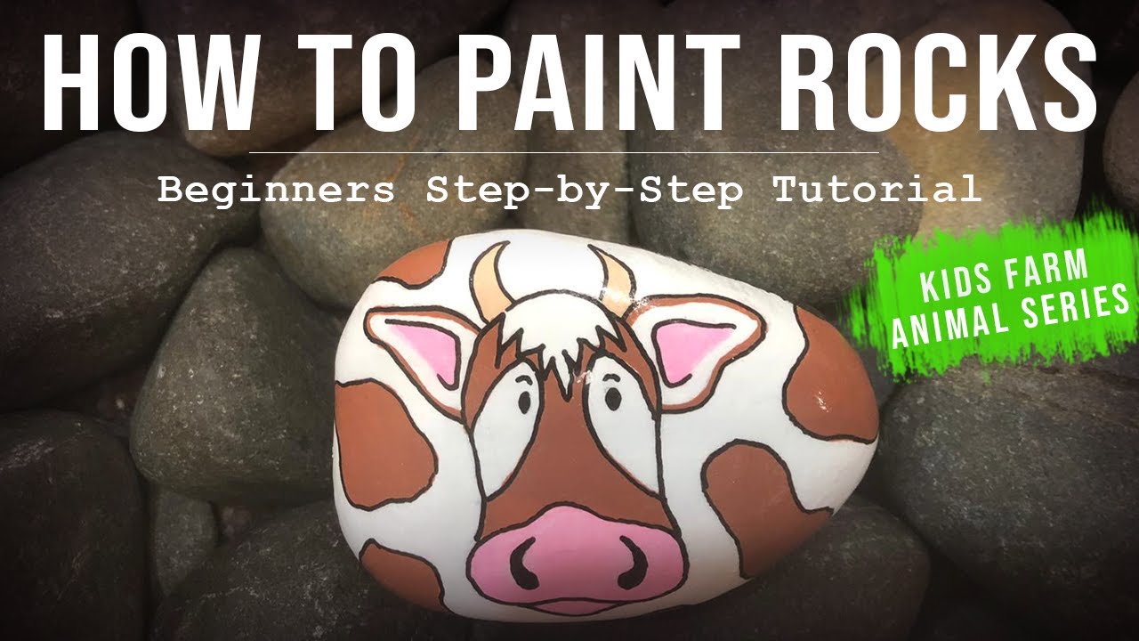 Rock Painting Ideas | How To Draw and Paint Farmyard Animals | Cow ...