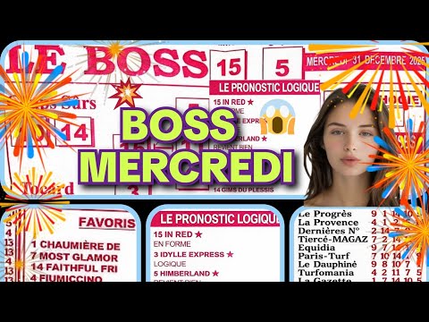 Boss demain mercredi 31 décembre 2025😱😱😱mercredi :  Vincennes (R1)6ème course - Prix de Poitiers