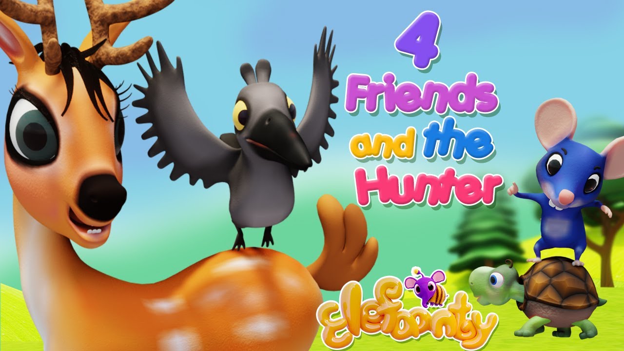 Four Friends and the Hunter | Elefaanty Story for Kids in English ...
