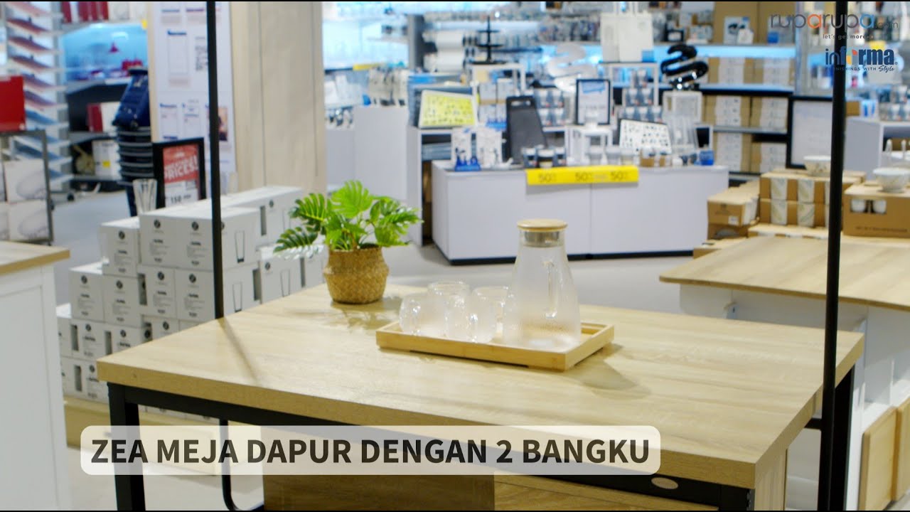 Zea Island Meja Dapur Dengan 2 Bangku - YouTube