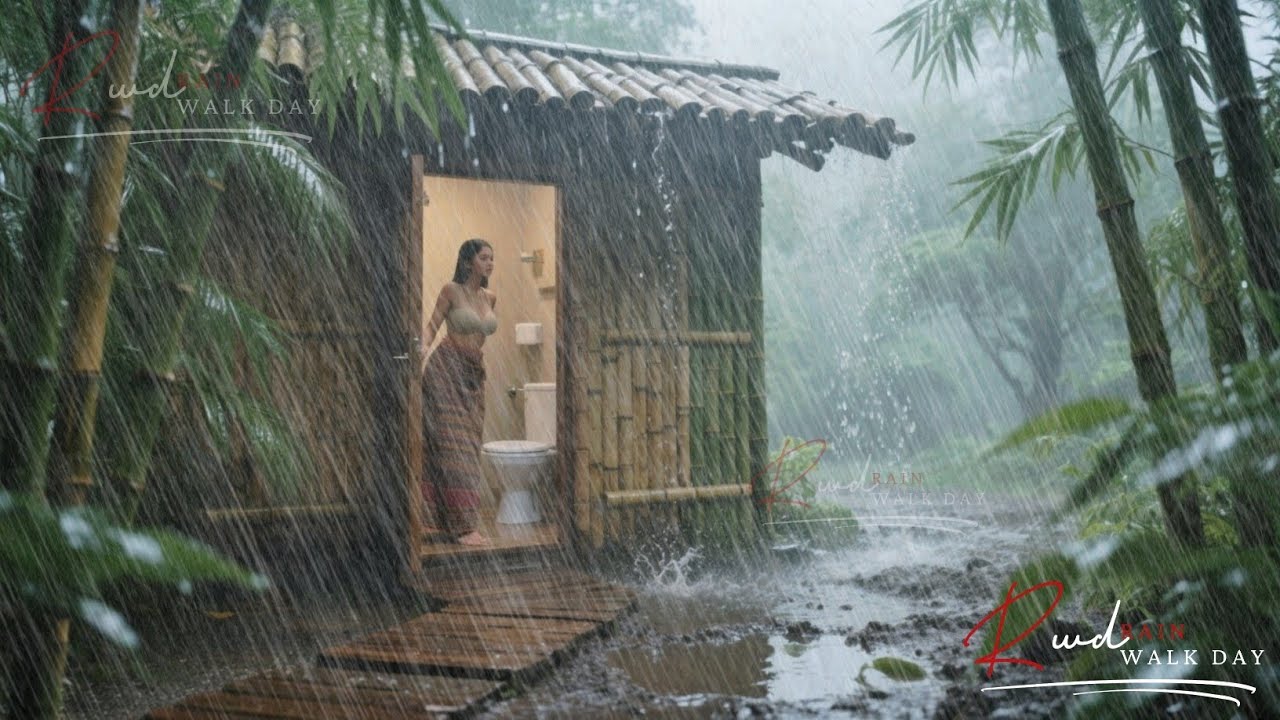 ASIAN VILLAGE LIFE WITH THE HIGHEST RAINFALL, A RELAXING RAIN WALK DAY ...