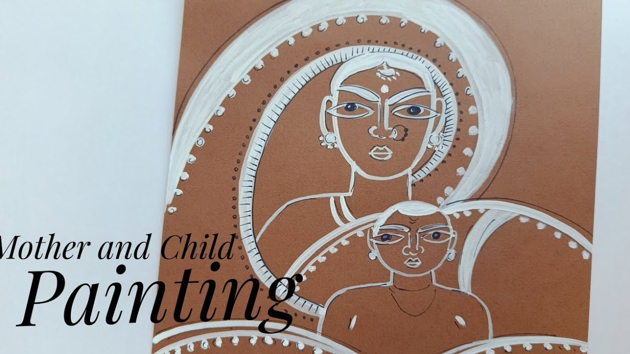 Jamini Roy Mother and Child Painting | Easy Mother and Child Painting # ...