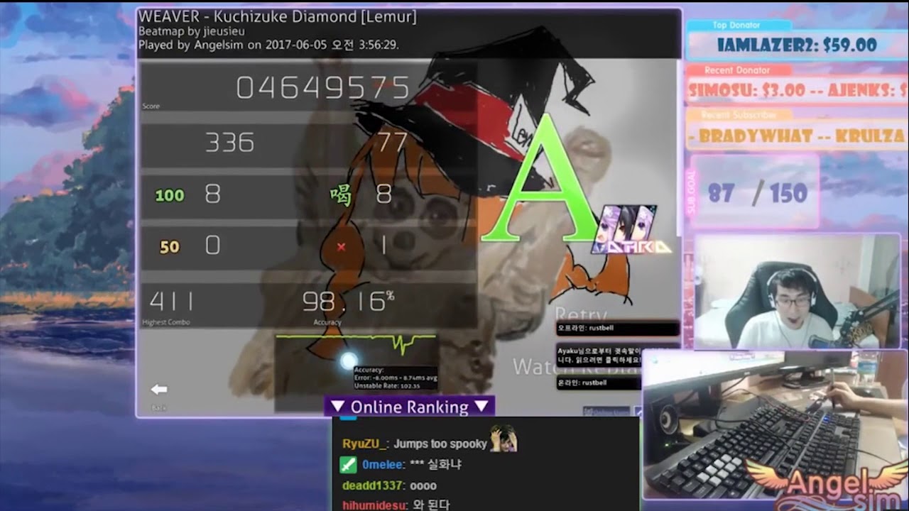 Angelsim | WEAVER - Kuchizuke Diamond [Lemur] +HD,HR,DT (98.16%) 411/ ...