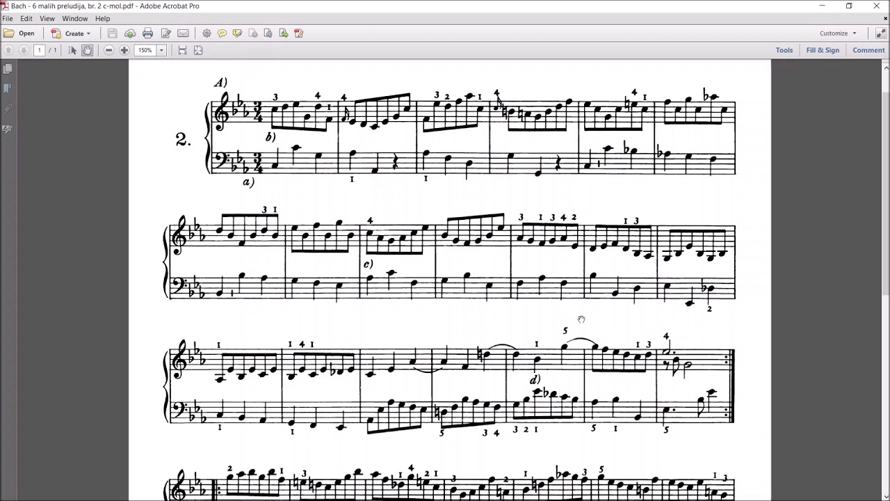 [21.5.] Polifonija 3 - Bach, Mali preludij u c-molu - YouTube