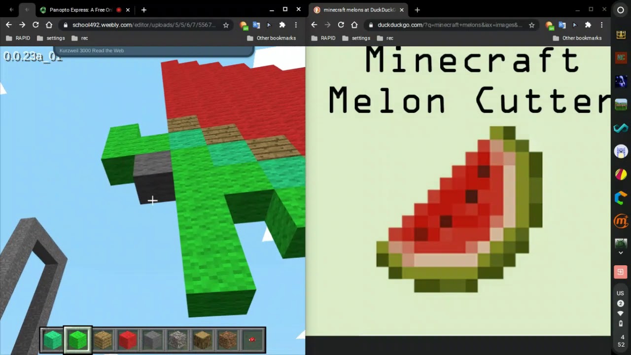 making the minecraft melon in minecraft classic - YouTube