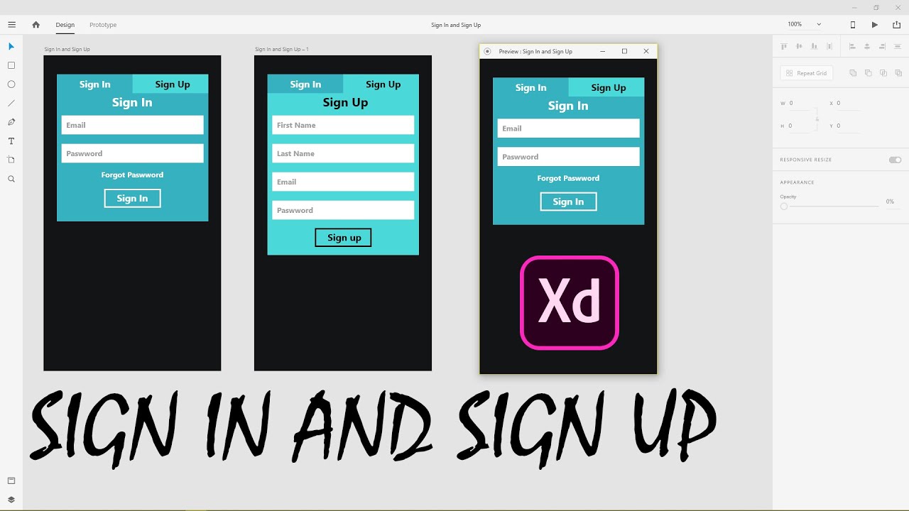Sign In and Sign Up In Adobe XD - YouTube