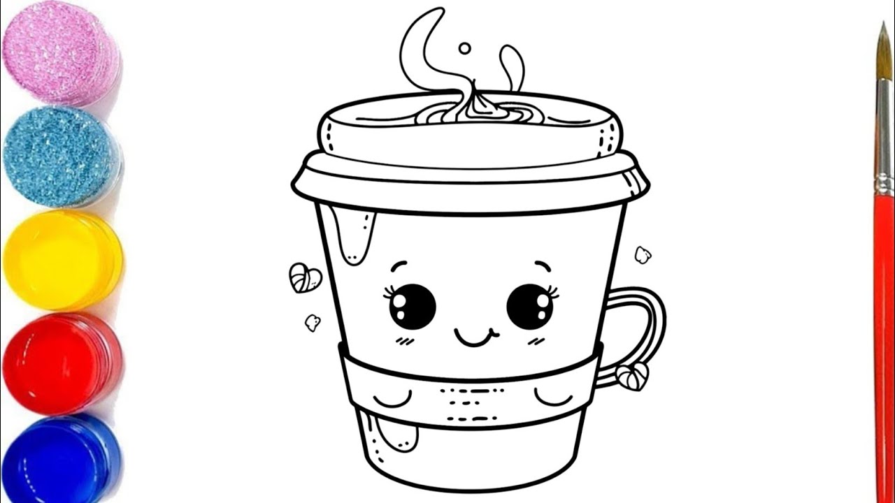 How to Draw hot chocolate milk for kids and toddlers, easy painting ...