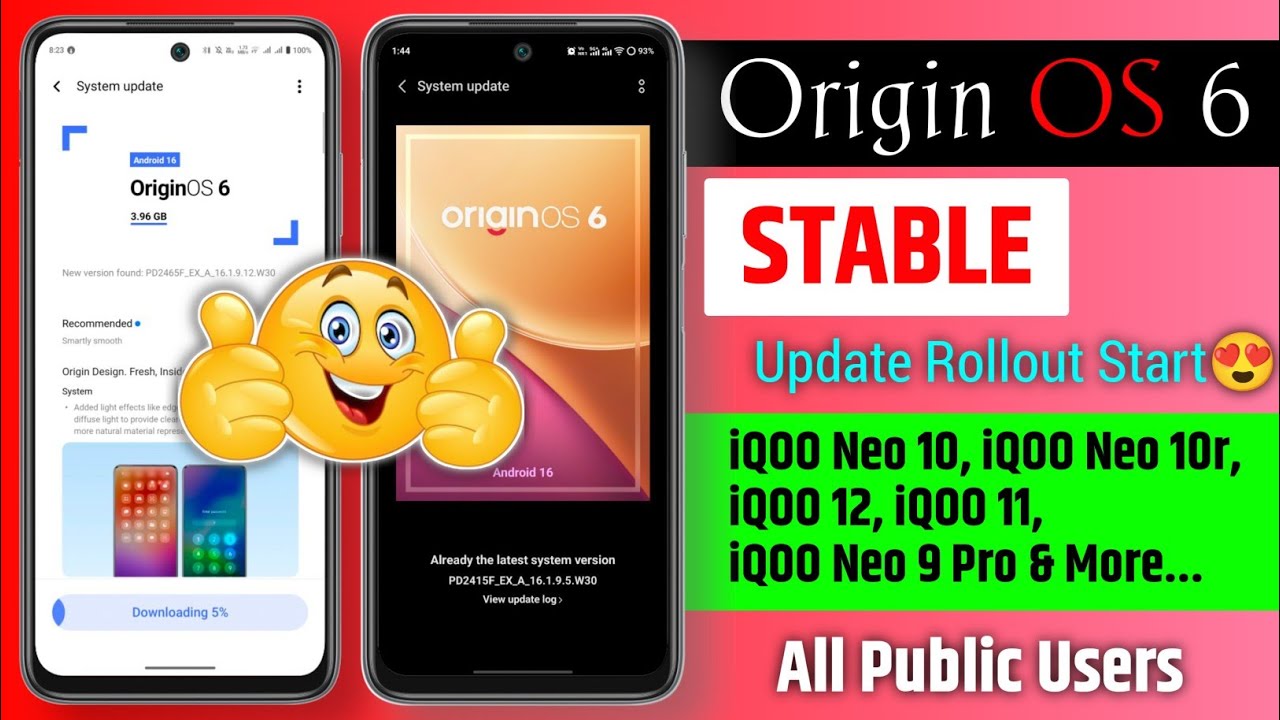 Origin OS 6 STABLE Update Rollout Start - iQOO Neo 10/10r, iQOO 12/11 ...