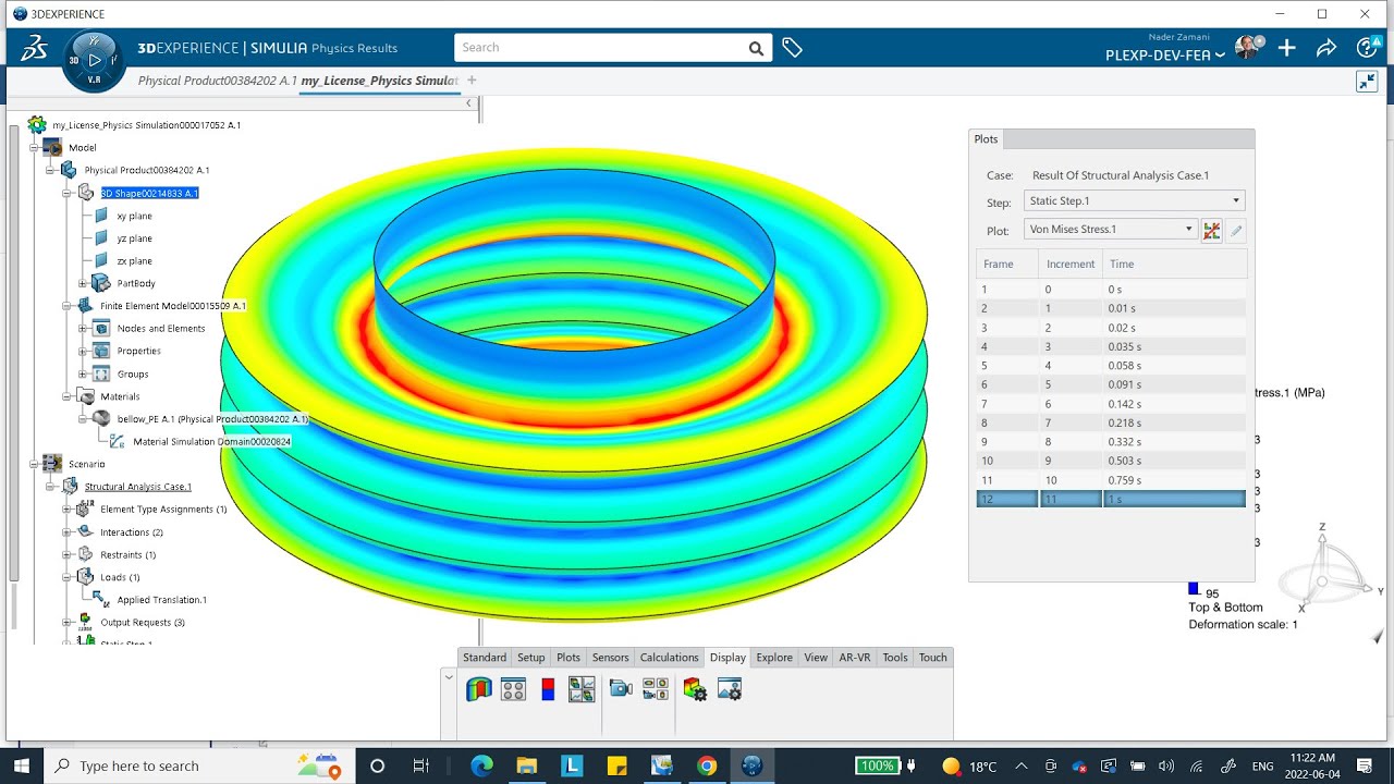 FEA Transitioning Bellow Compression 3D Shell General Contact ...