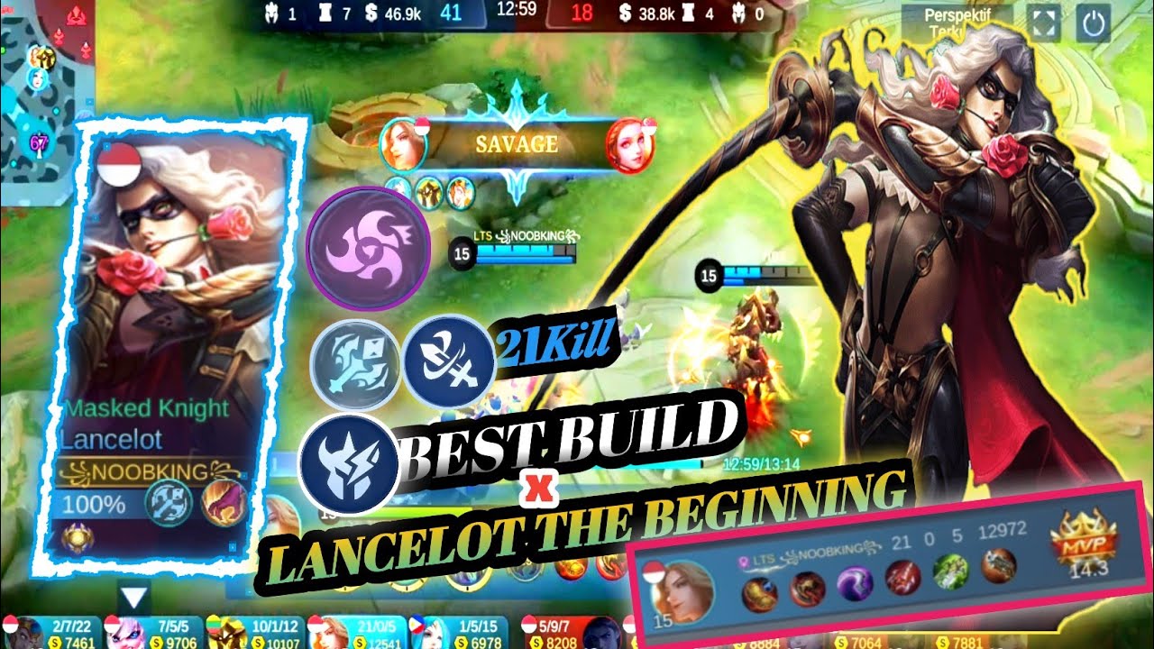 BEST BUILD & ITEM LANCELOT 21 KILL gamepley - YouTube