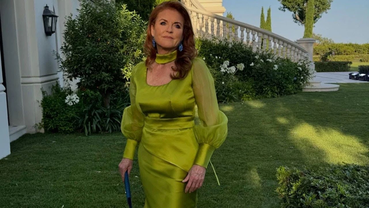 Sarah Ferguson looks beautiful in a green satin evening gown at Cannes ...
