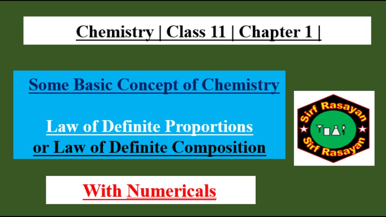 Law of definite proportions or law of definite composition | - YouTube