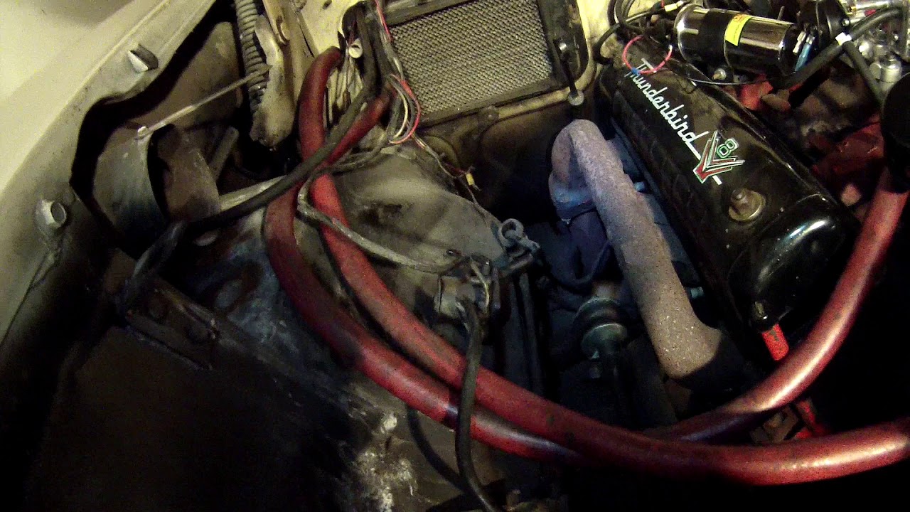 1956 Ford Fairlane passenger engine bay clean up before - YouTube