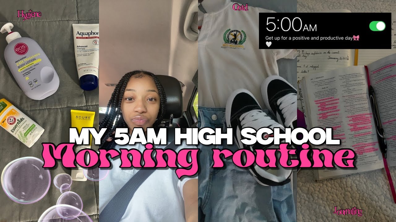 MY 5AM HIGHSCHOOL MORNING ROUTINE|Grwm,skincare,ootd+school vlog - YouTube