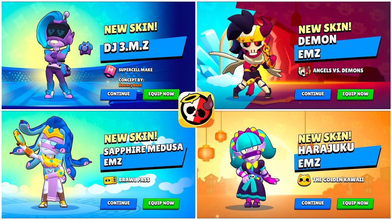 ALL EMZ SKINS UNLOCK ANIMATION 🔥 | Brawl Stars - YouTube