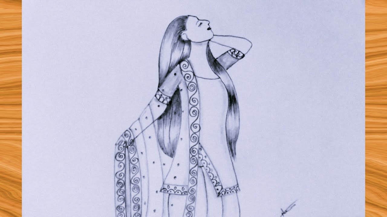 Traditional girl - pencil sketch for beginners - traditional girl with ...
