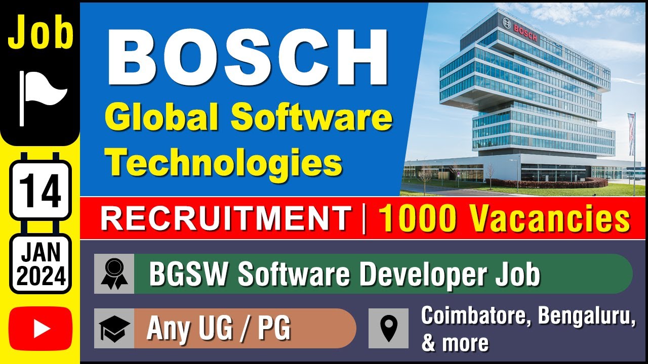 JOB | Bosch Global Software Technologies | Recruitment JAN 2024 ...