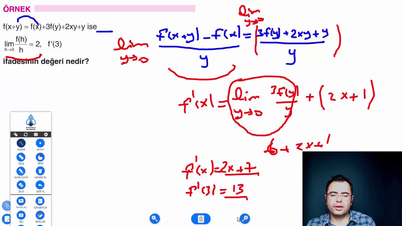 Türev - 2 - Türevde Limit Tanımı ve Türev Alma Kuralları - YouTube