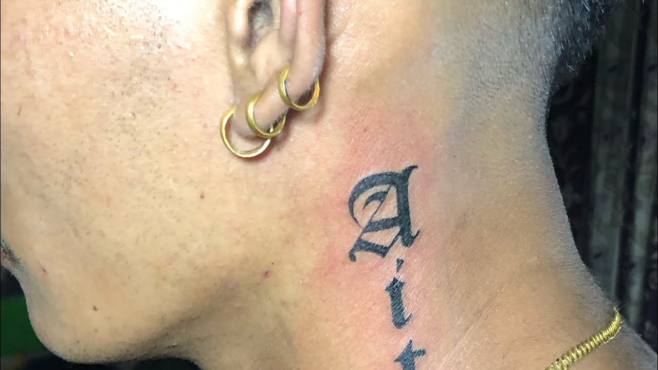Name tattoo desing neck tattoo men allen 3d tattoos - YouTube