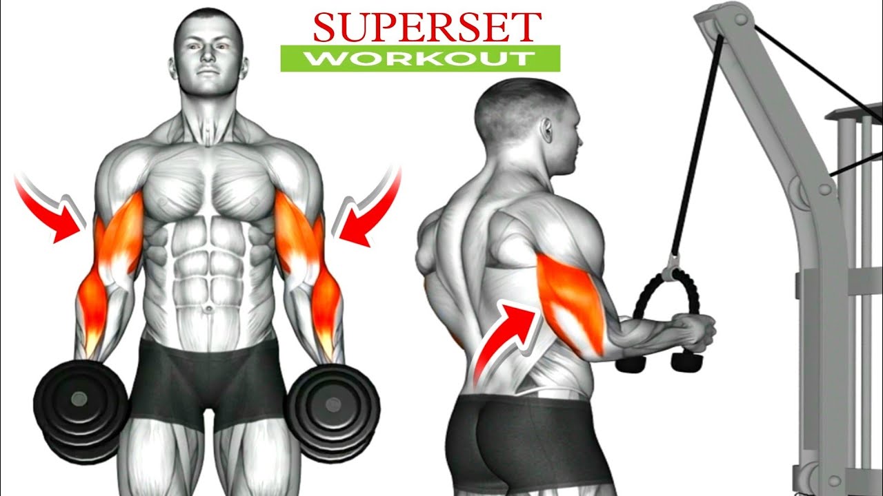 Bicep Tricep Superset Workout for Muscle | superset workout - YouTube
