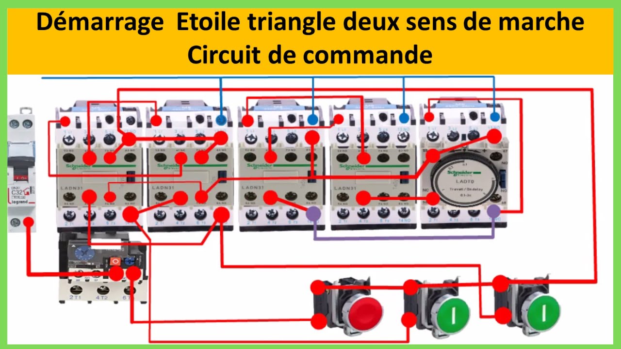 DEMARRAGE ETOILE TRIANGLE DEUX SENS DE MARCHE (circuit de commande ...