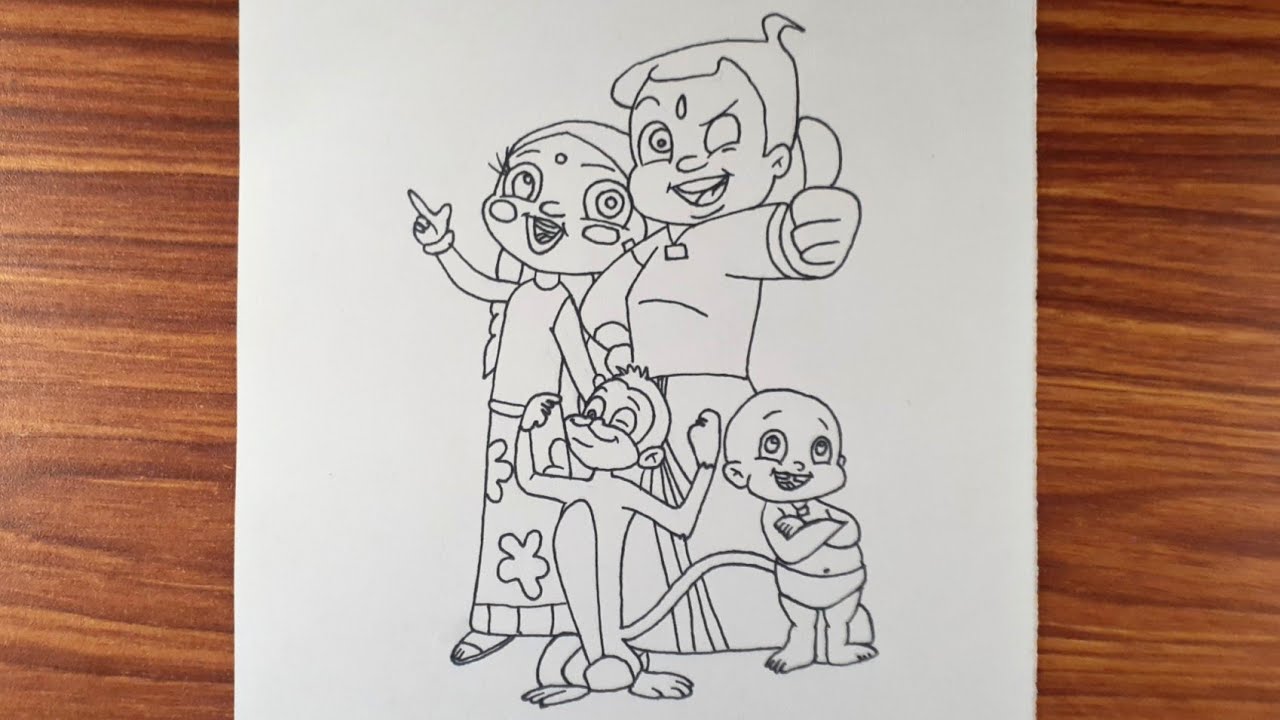 Chhota Bheem Drawing || How to Draw Chhota Bheem All Characters Easy ...