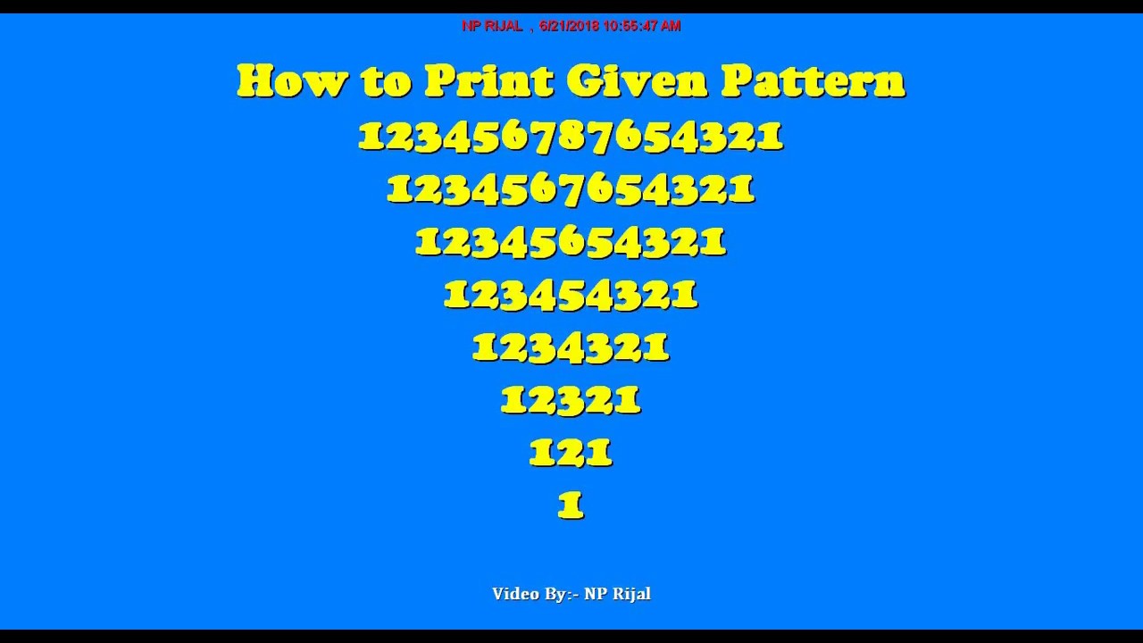 Qbasic In Nepali Pattern Printing 123454321 1234321 12321 121 1 Video By Np Rijal Youtube