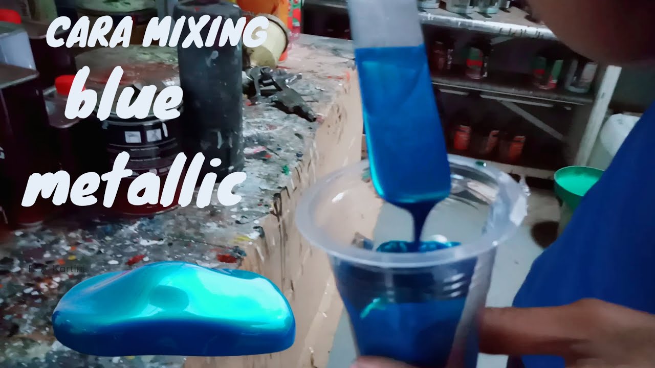 CARA MIXING CAT BIRU METALLIC - YouTube