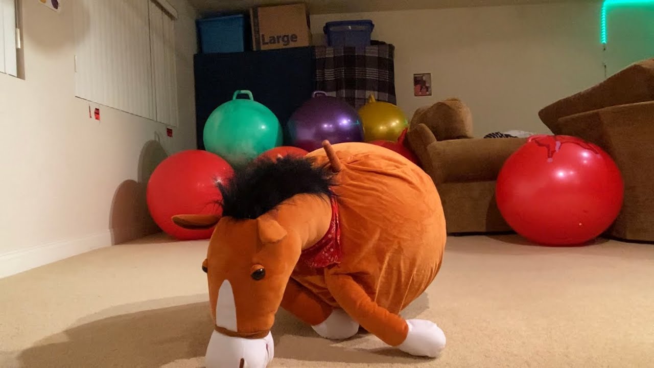“Me bouncing on my waliki adult sized horse plush hopper ball ...