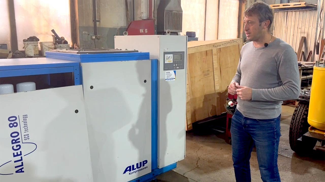 Винтовой компрессор Alup Allegro 80 кВт. Обзор и демонстрация работы ...