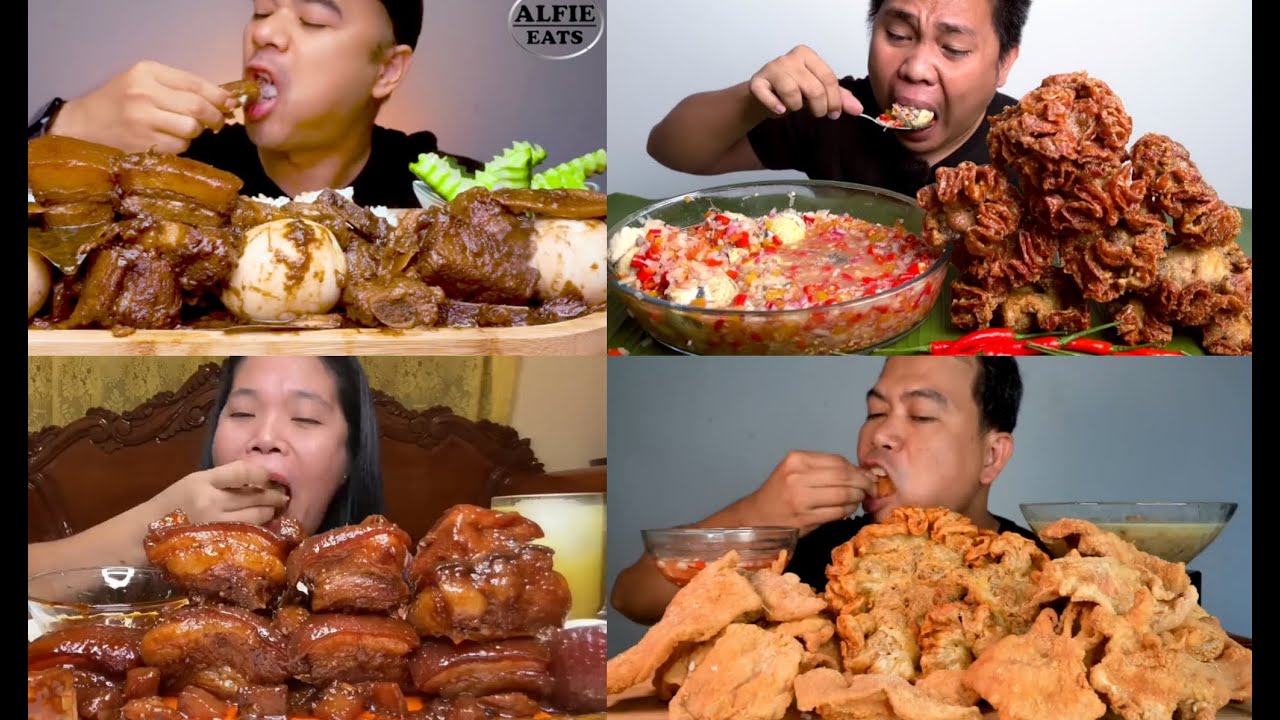 Filipino mukbanger satisfying big bites - YouTube