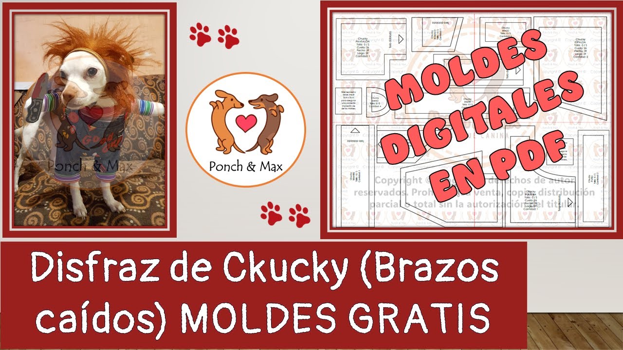 DIY 🐶 Elaboración de disfraz de Chucky (Brazos caídos) MOLDES GRATIS 📌 ...