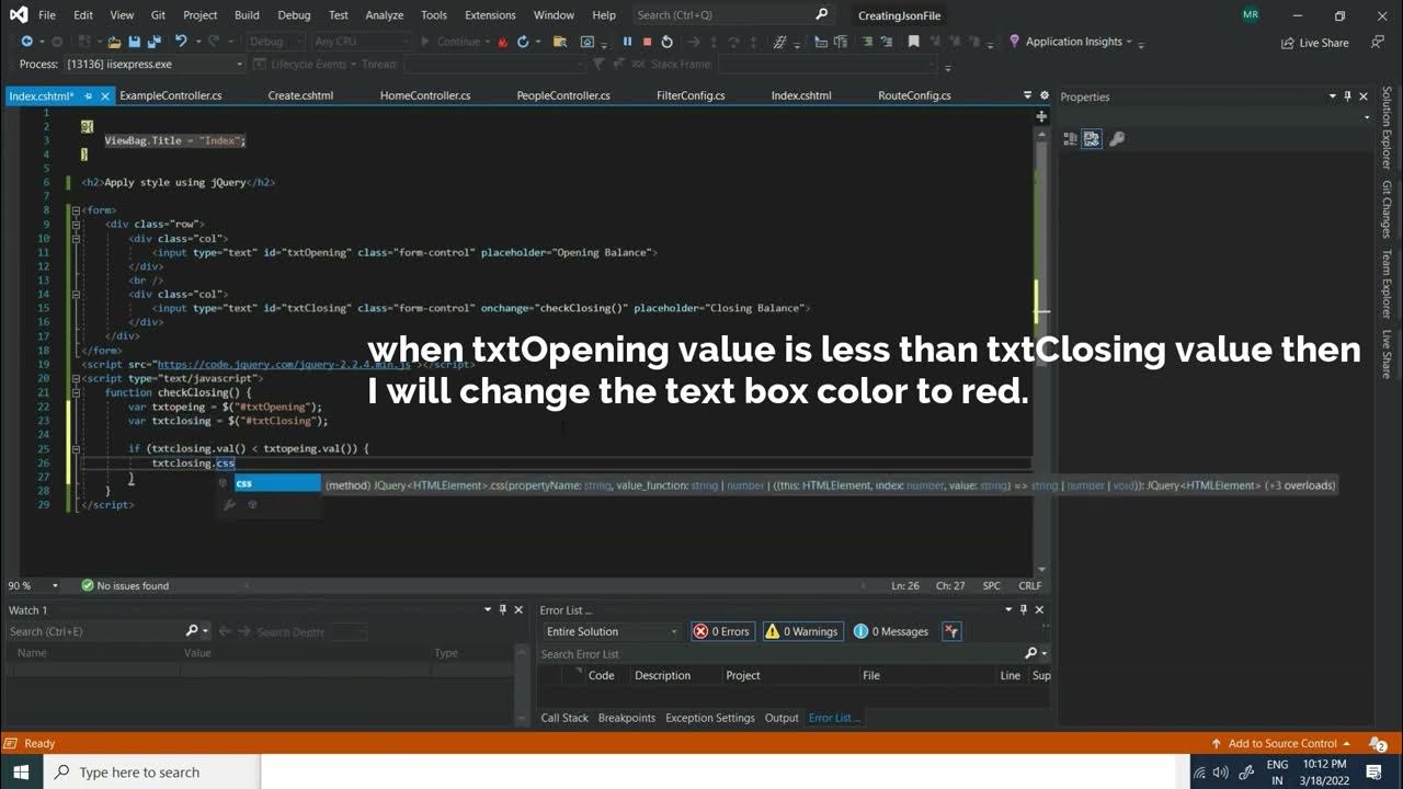 Textbox change color to red | jQuery | JavaScript - YouTube