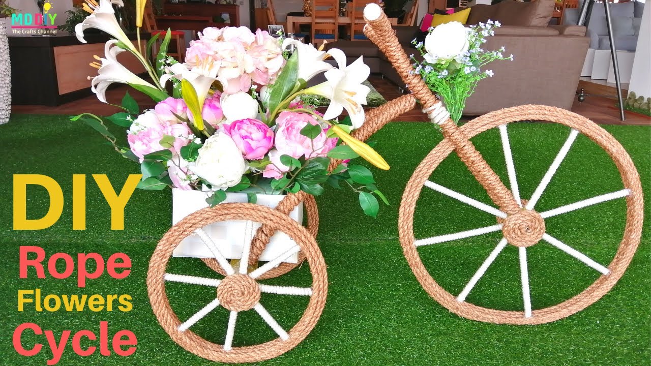 DIY- Flowers Tricycle With Rope | how to make Flower bicycle - YouTube