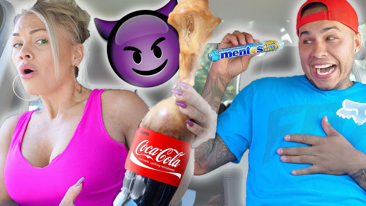 COCA COLA and MENTOS INSIDE CAR!!! - YouTube