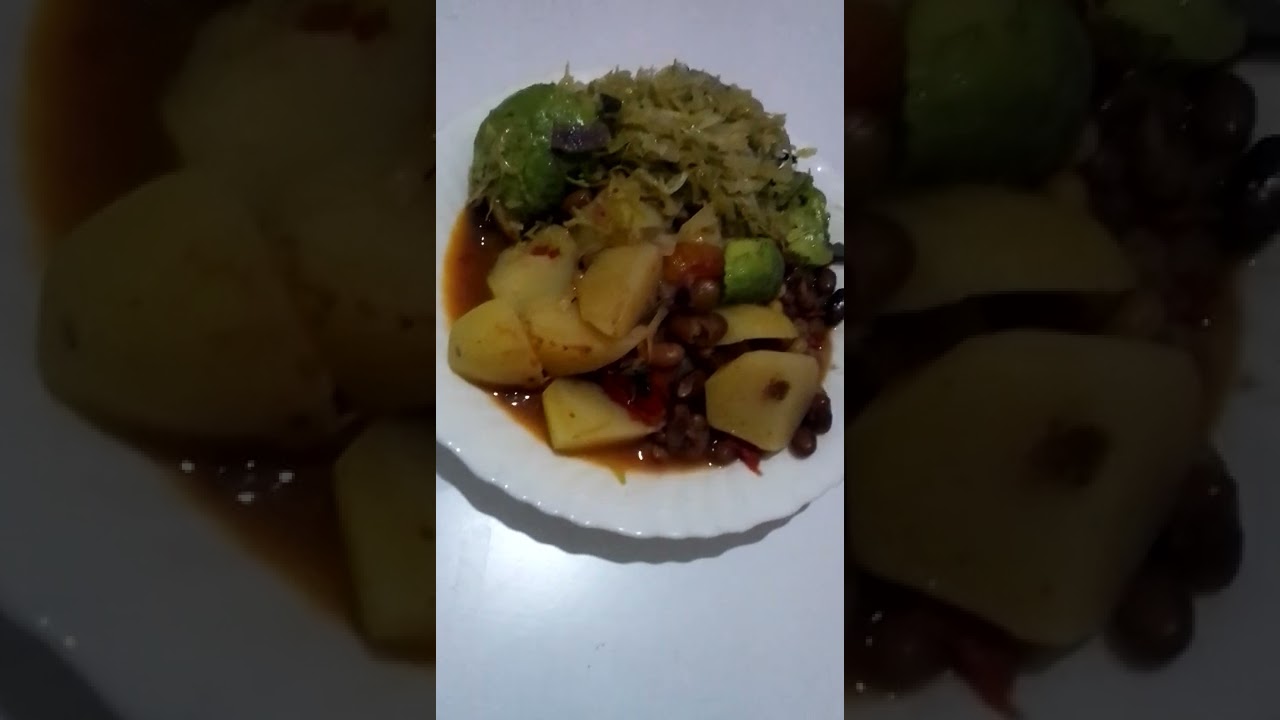 Eating cabbage with potatoes and githeri , avocado - YouTube