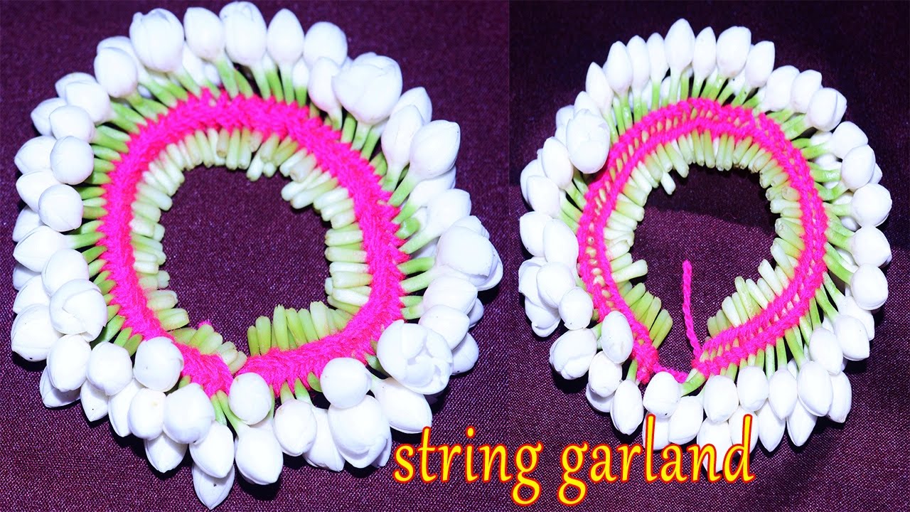 How To Make String Garland Nanthiya vattai Flowers|Bridal Wedding ...