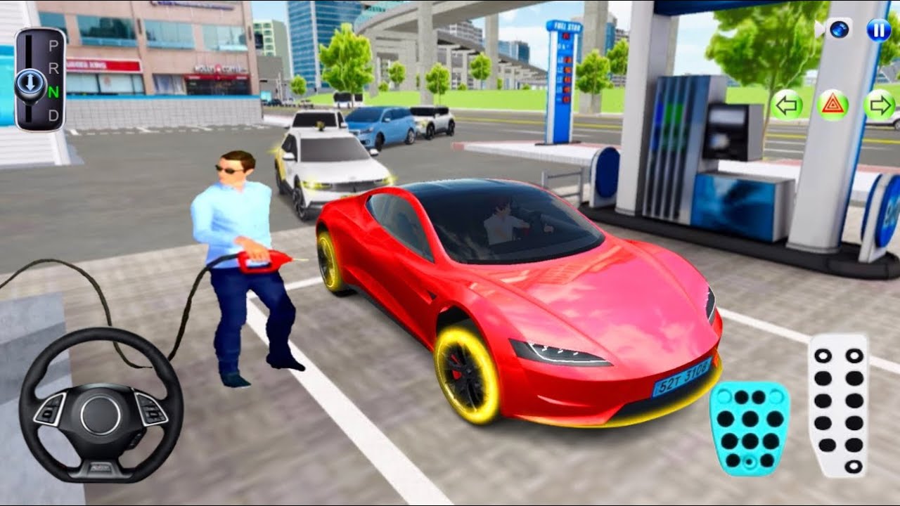 New Hyundai High Speed Red Car Refueling at Fuel Station 3D Driving ...